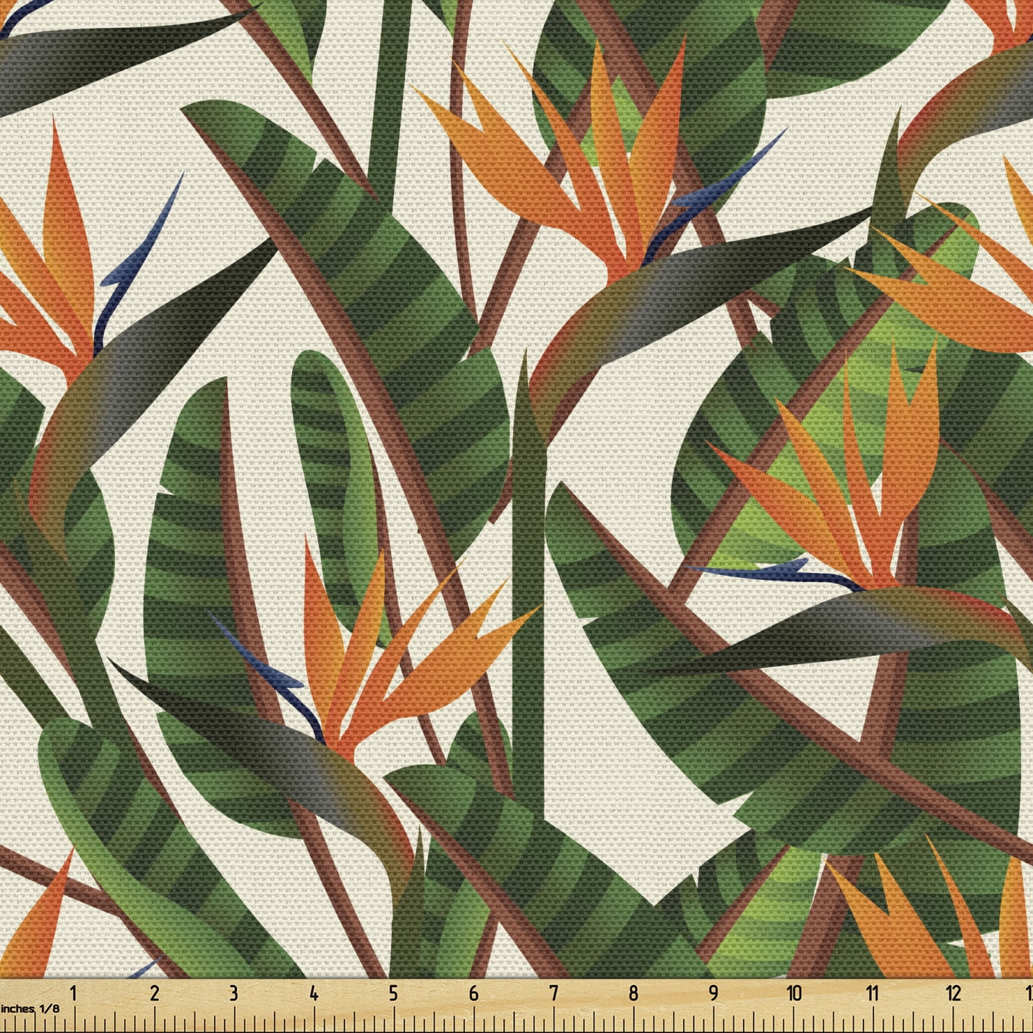 Botanical Fabric by the Yard, South Perennial Plants Exotic Summer ...