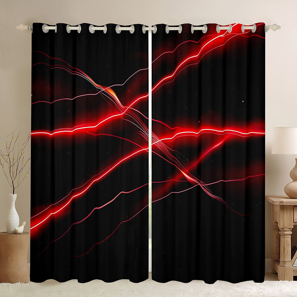 Click here for Erosebridal Abstract Lines Curtains Pack Of 2 (42w... prices