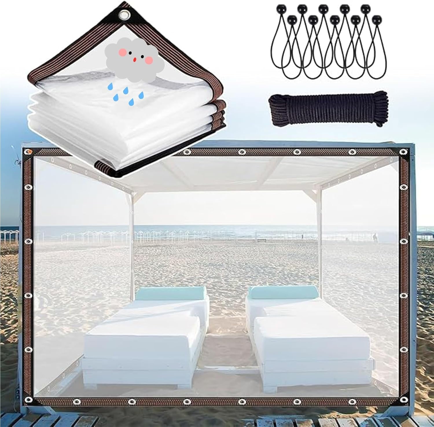 6x9 FT Clear-Waterproof-Tarps-Outdoor, Heavy Duty Waterproof Clear ...