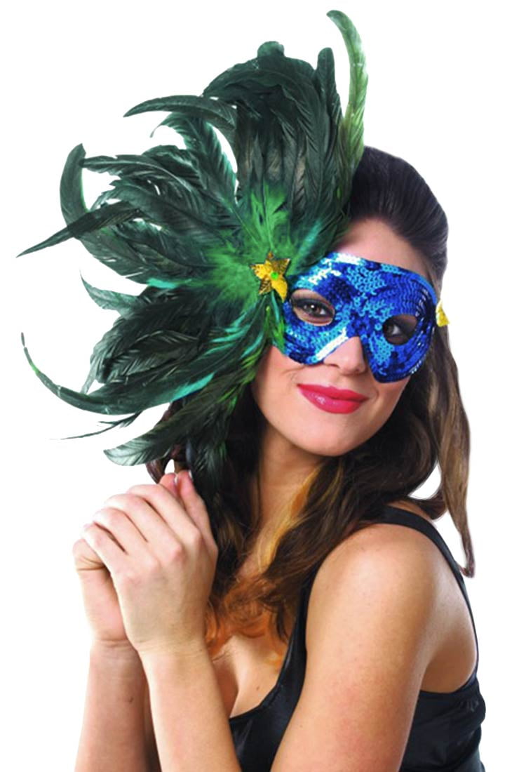Blue Feather Costume Mask - Walmart.com
