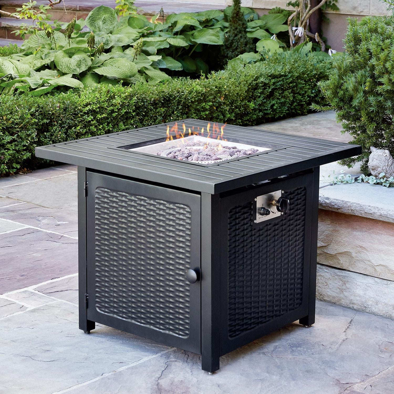 Click here for Hometrends Gas Fire Pit With Slat Top 30 Inch prices