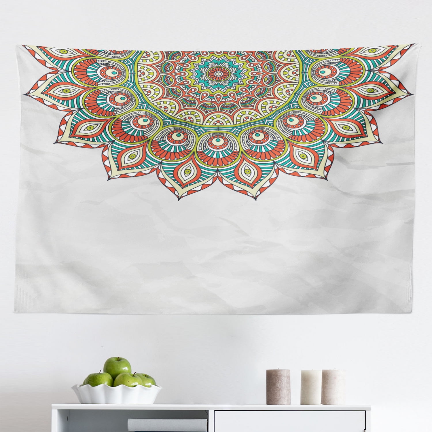 Mandala Tapestry, Floral Motif Vibrant Colors Inner Balance Pattern ...