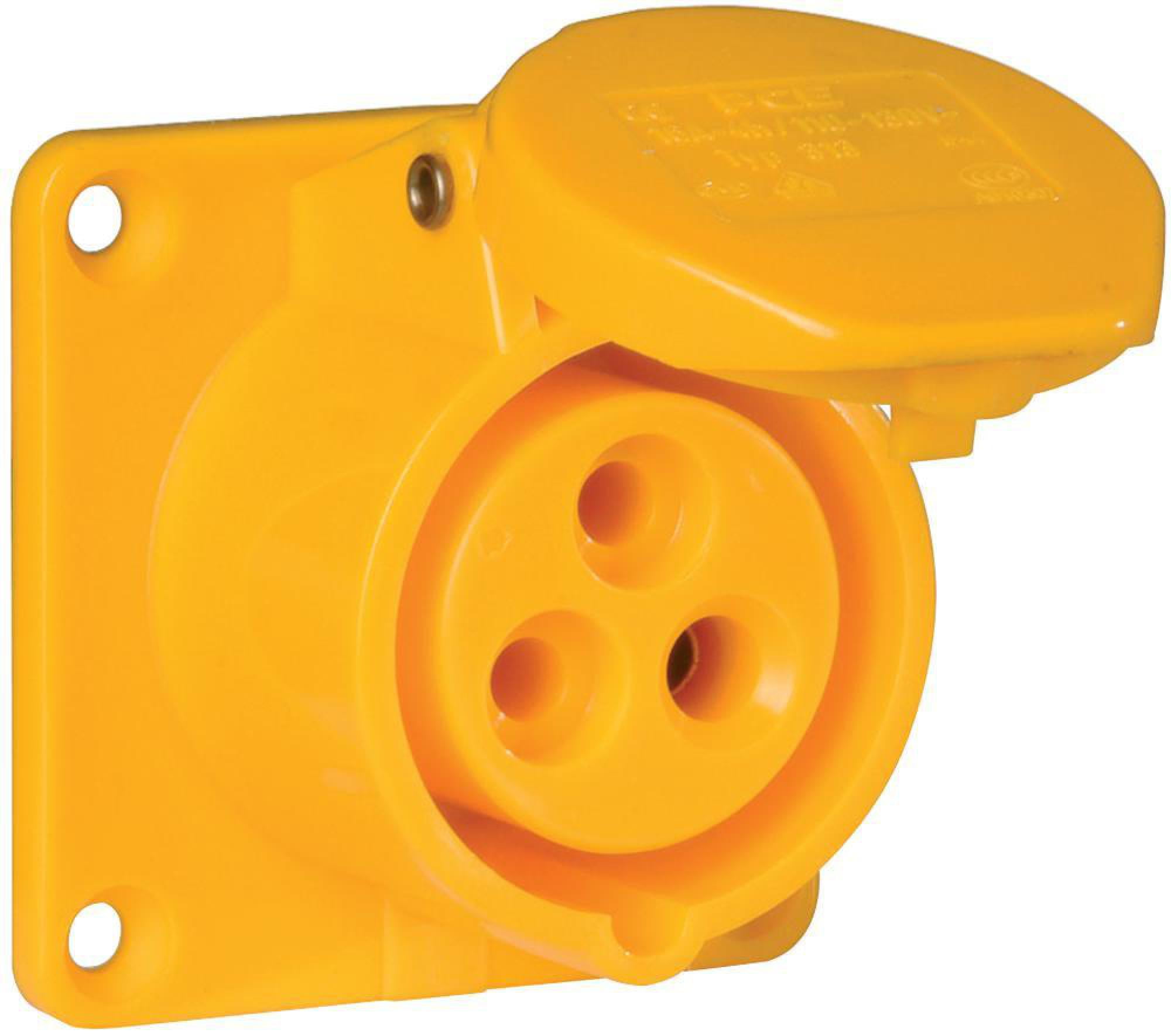 PCE - 32A, 110V, Panel Mount CEE Socket, 2P+E, Yellow, IP44 - Walmart.com