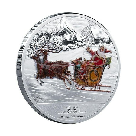 Christmas Room Decorations Silver Plated Santa Claus Wish Coins ...
