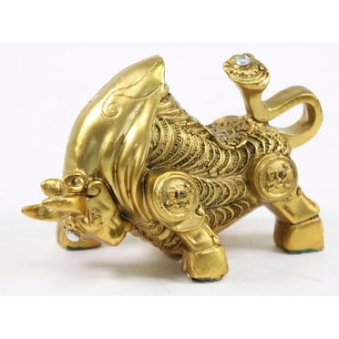 Feng Shui Gold 3" Legless Pig Head Oval Round Statue Figurine Gift Home ...