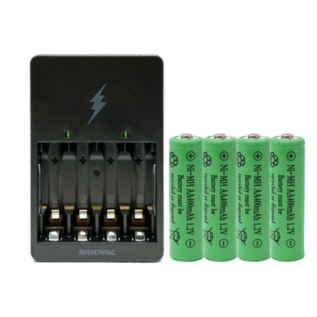 Rayovac AA / AAA Compact Charger + 4 AA NiMH Rechargeable Batteries ...
