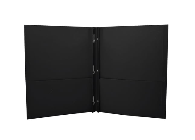 School Smart 2 Pocket Folder with Fasteners, Black, Pack of 25 ...