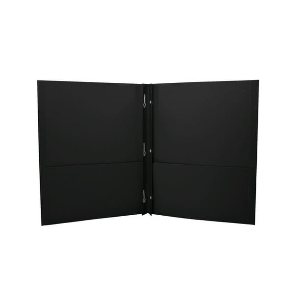 School Smart 2 Pocket Folder with Fasteners, Black, Pack of 25 ...