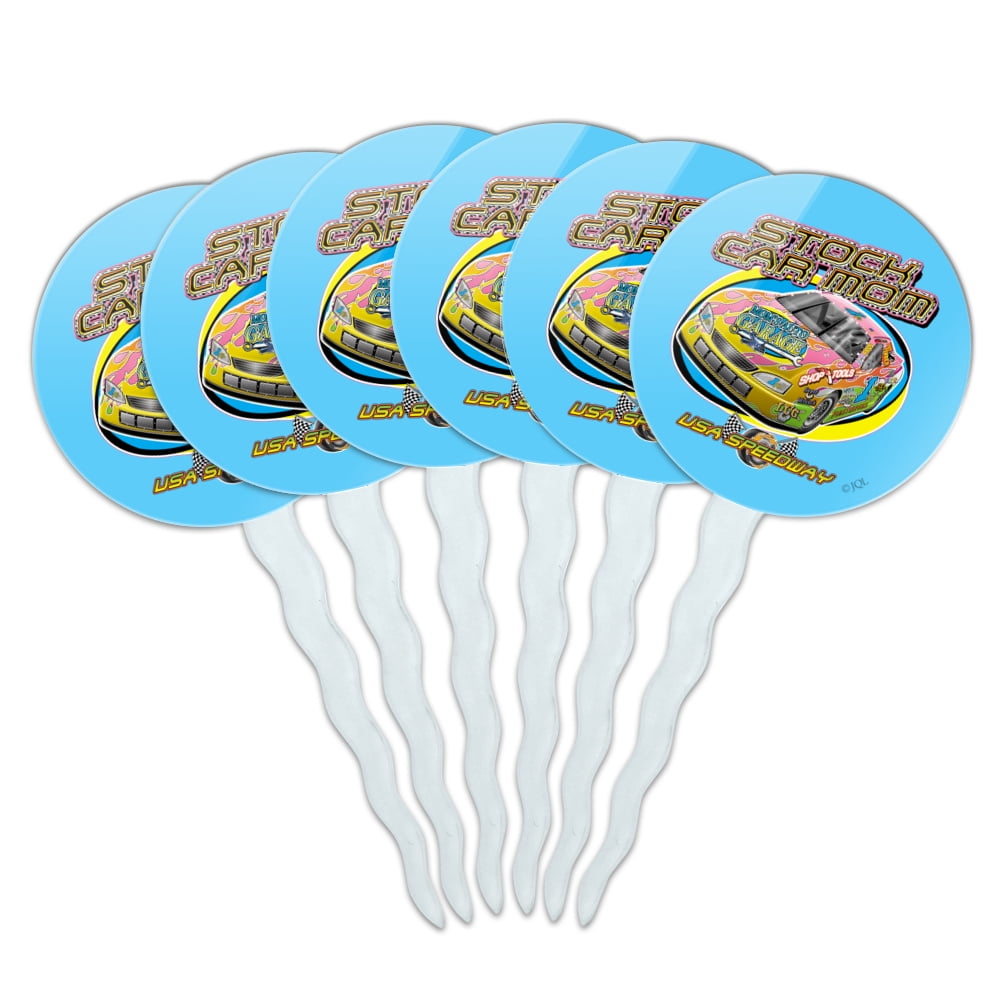 Stock Car Racing Mom USA Speedway Garage Cupcake Picks Toppers ...