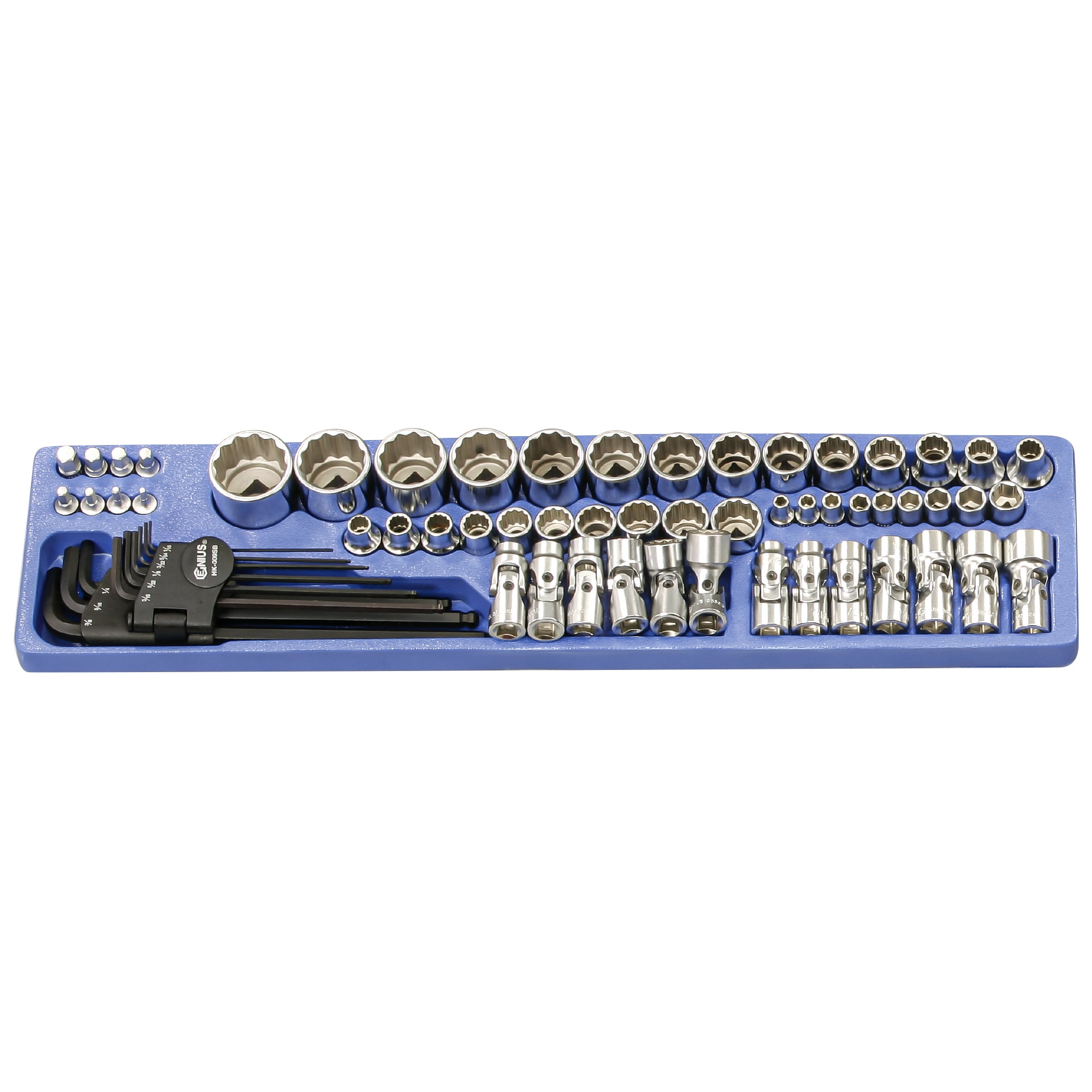 Genius Tools 63 Piece 1/4", 3/8" & 1/2" Dr. SAE Hand Socket Set - TS ...