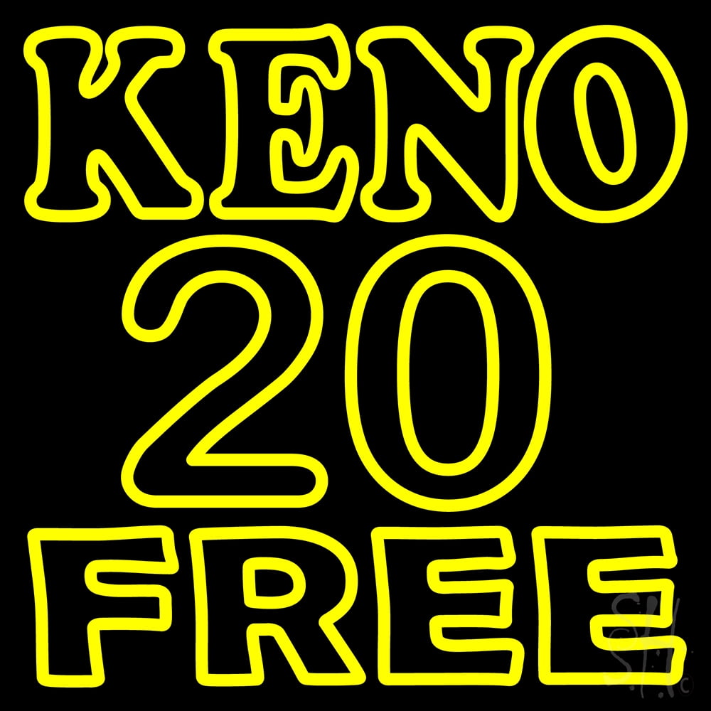 Keno 20 Free LED Neon Sign 24 x 24 - inches, Black Square Cut Acrylic ...