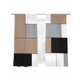Brown Gray Color Block Sheer Curtains 2 Panels Set Geometric Minimalist ...