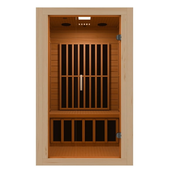 LifePro 2-Person Indoor Infrared Sauna with Hemlock Wood, Chromotherapy, and Bluetooth - Brown ...