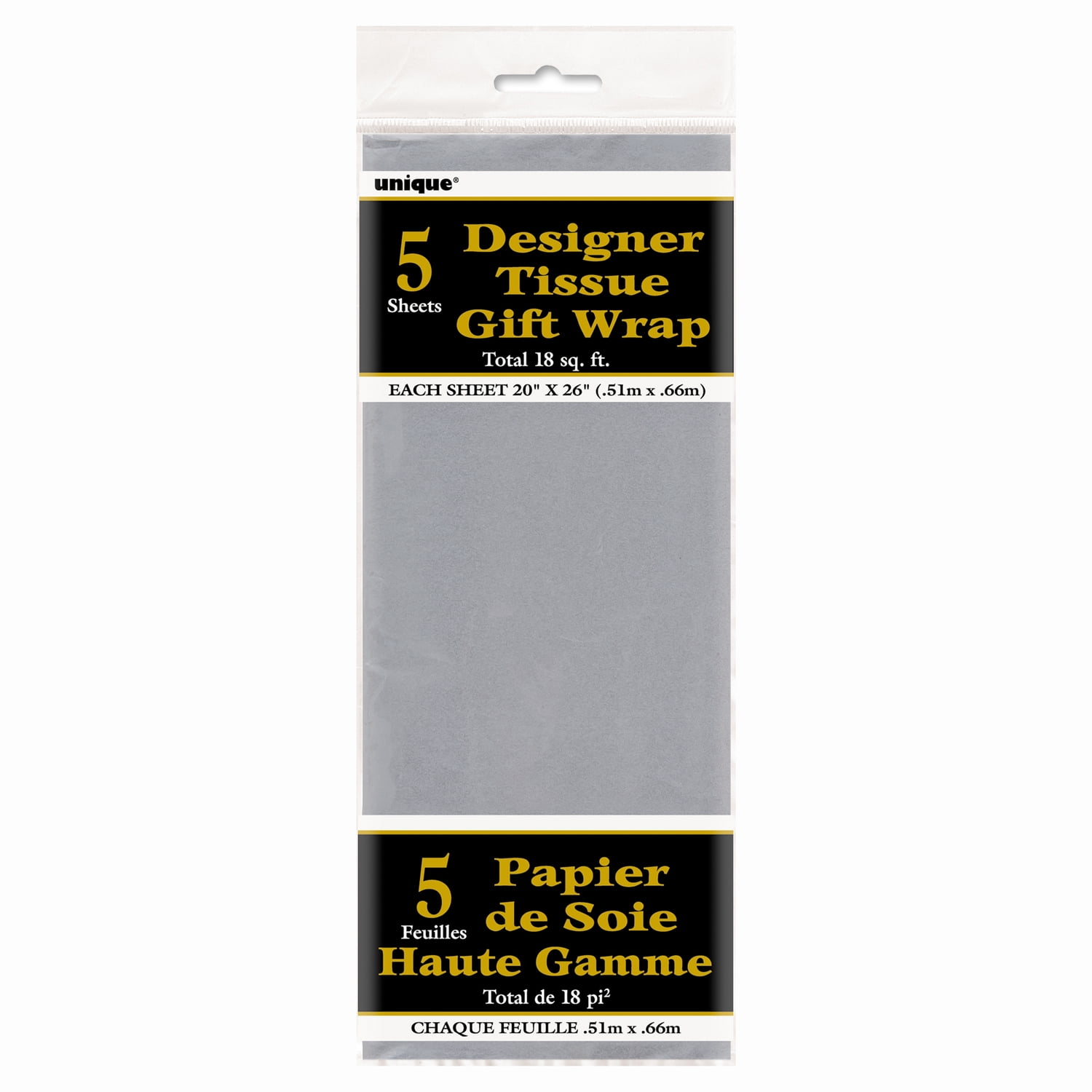 Tissue Paper Sheets, 26 x 20 in, Metallic Silver, 5ct