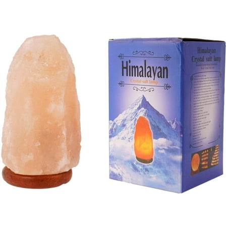 Himalayan Salt Lamp with Classic Wood Base - Night Light Natural ...