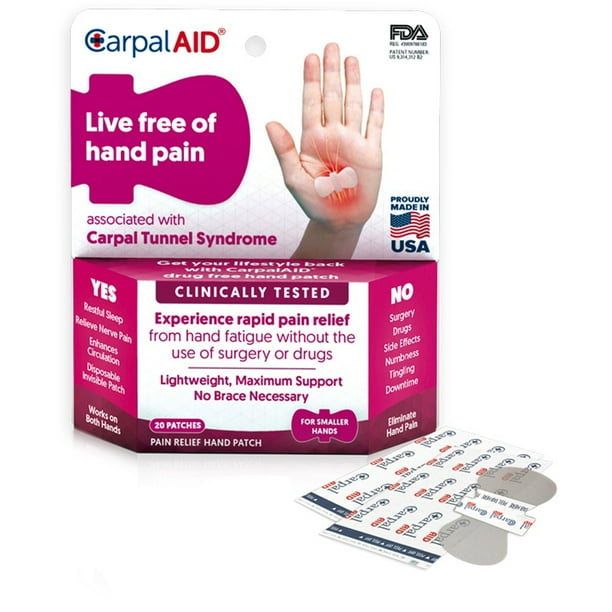 CarpalAID Carpal Tunnel Syndrome Relief Support- Self Adhesive Patch ...