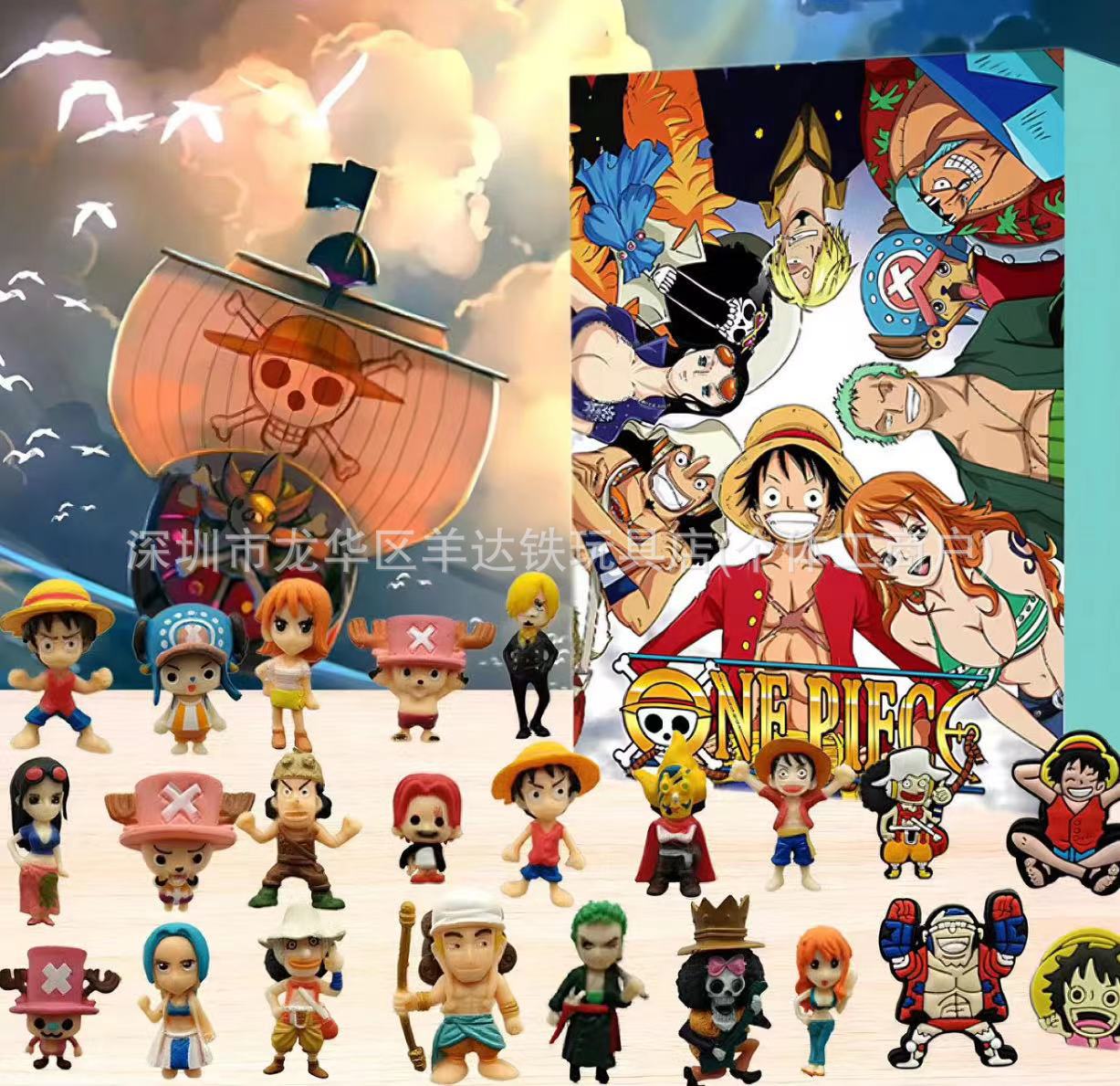 Caja ciega de figura de una pieza, muñeca Luffy, calendario 24, regalo de cumpleaños para niños ...