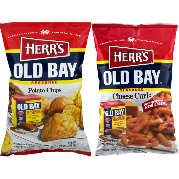 Herr's Old Bay Seasoned Potato Chips & Old Bay Seasoned Cheese Curls ...
