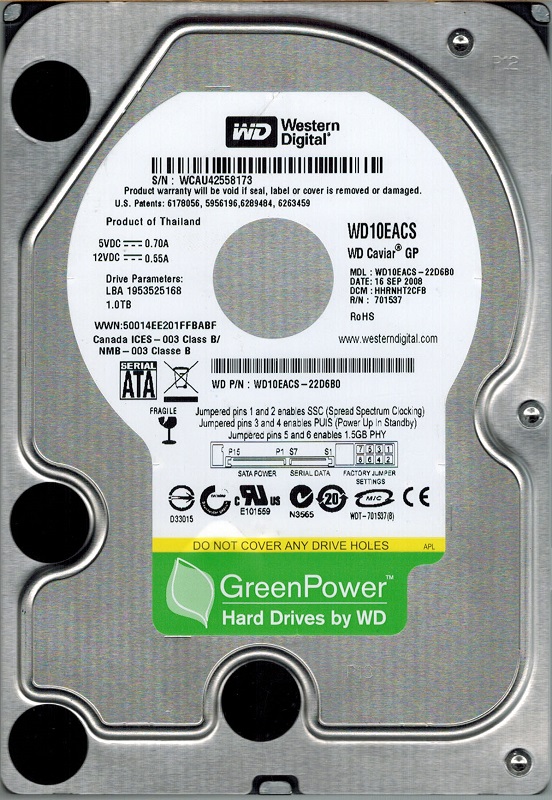 Western Digital WD10EACS-22D6B0 1TB DCM: HHRNHT2CFB - Walmart.com