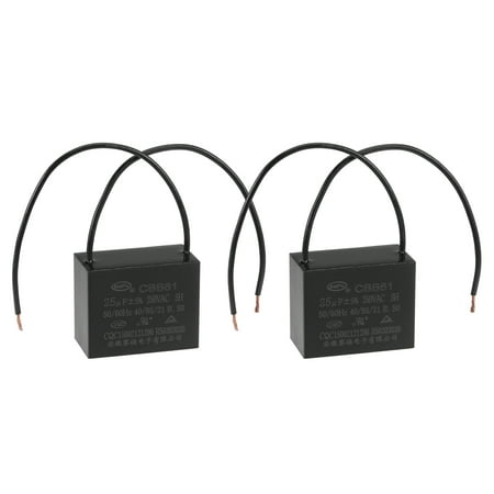 Uxcell 25uF 250V AC 2 Wires CBB61 Ceiling Fan Capacitors 2 Pack ...