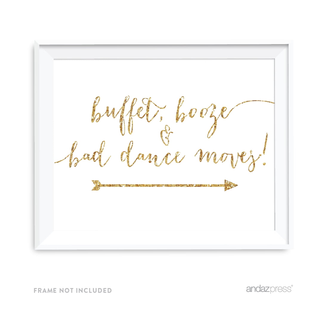Buffet, Booze, Bad Dance Moves Gold Faux Glitter Wedding Party ...