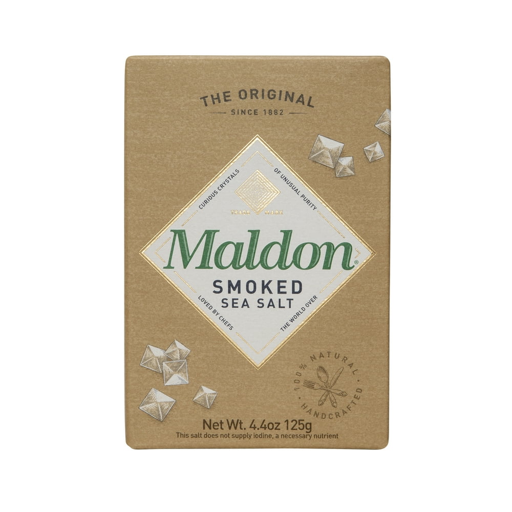Maldon Smoked Sea Salt Flakes, Organic, Pyramid Crystals (4.4 oz ...