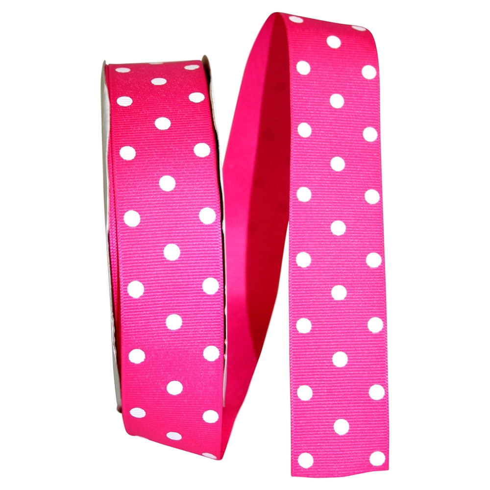 Reliant Ribbon - 5202-175-09K, Grosgrain Aspirin Dots Ribbon, Shocking ...