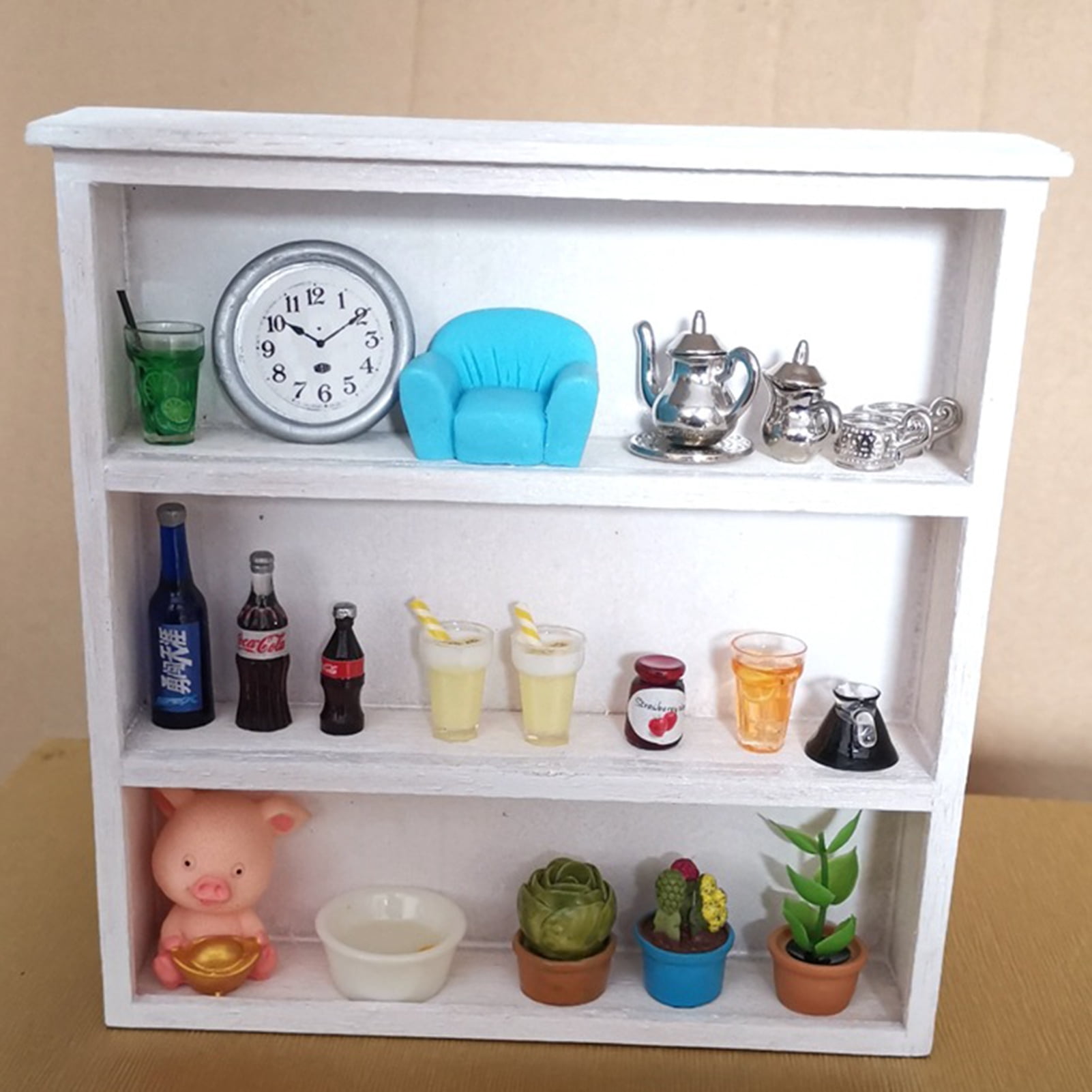 SPRING PARK 1:12 Dollhouse Miniature Wooden Locker Storage Rack Book ...
