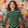 Big Girls T Shirts Long Sleeve Carnival Heart Stripes Print Fashion ...