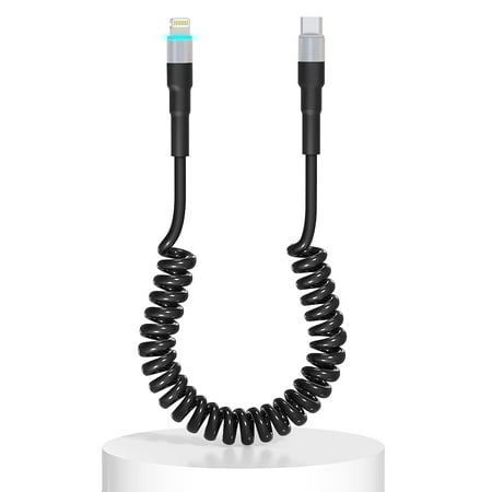 Coiled USB-C to Lightning Cable, Apple Carplay Compatible & MFi ...