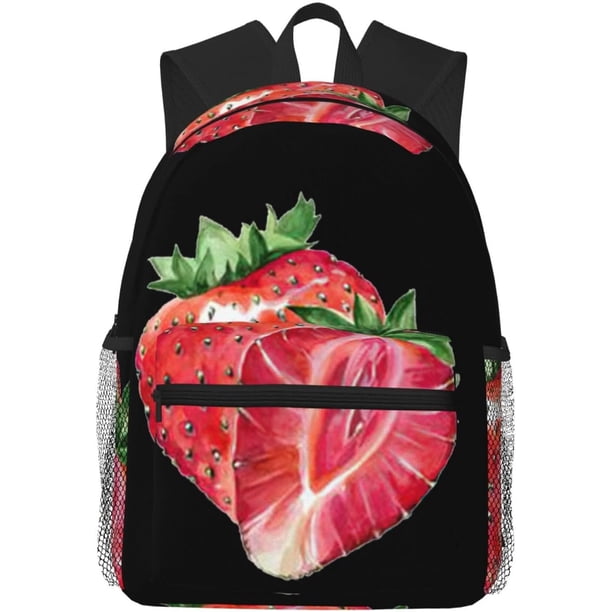 Strawberry Print Large Travel Work Backpack, Anti-Water College Bag ...