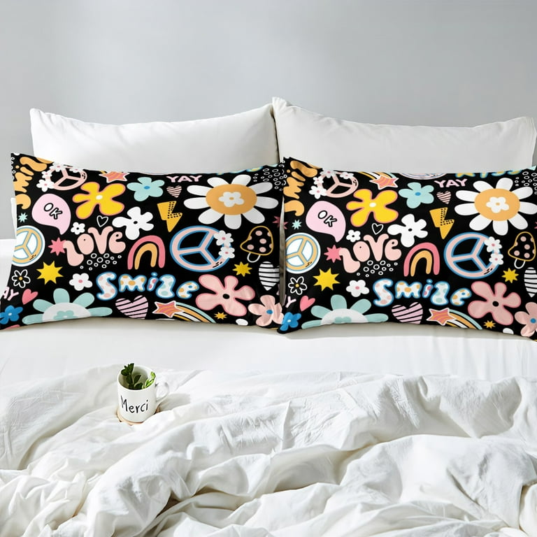 Black Peace Sign Bedding