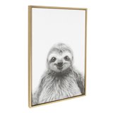 Free Shipping! Kate and Laurel Sylvie Sloth Print Portrait Canvas Frame ...