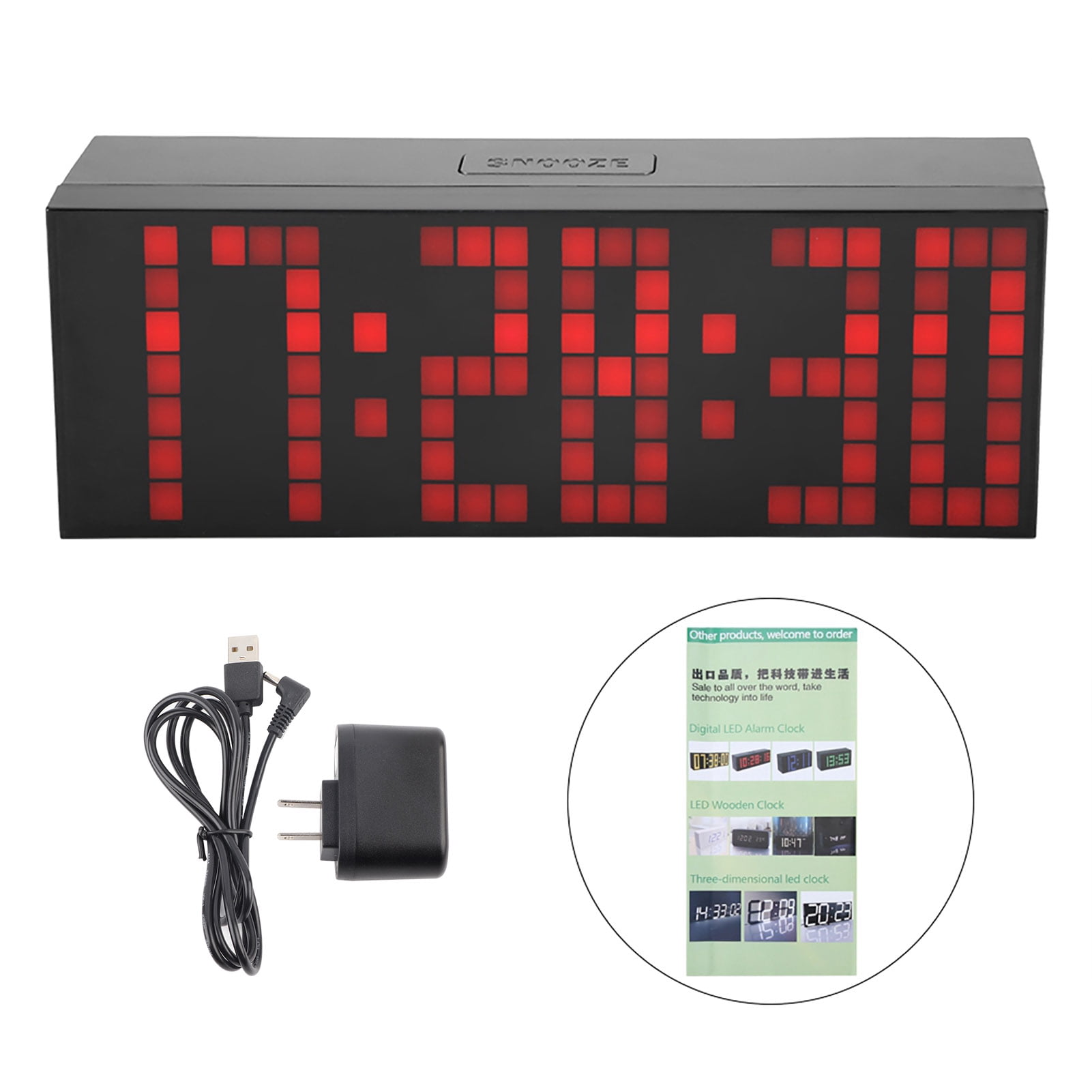 Reloj despertador digital LED gigante de 6 dígitos con calendario y ...