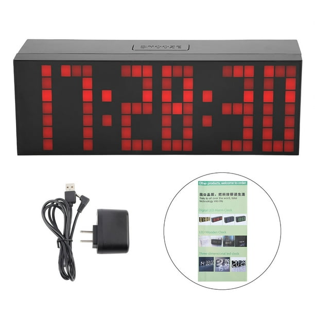 Reloj despertador digital LED gigante de 6 dígitos con calendario y función de repetición en la ...