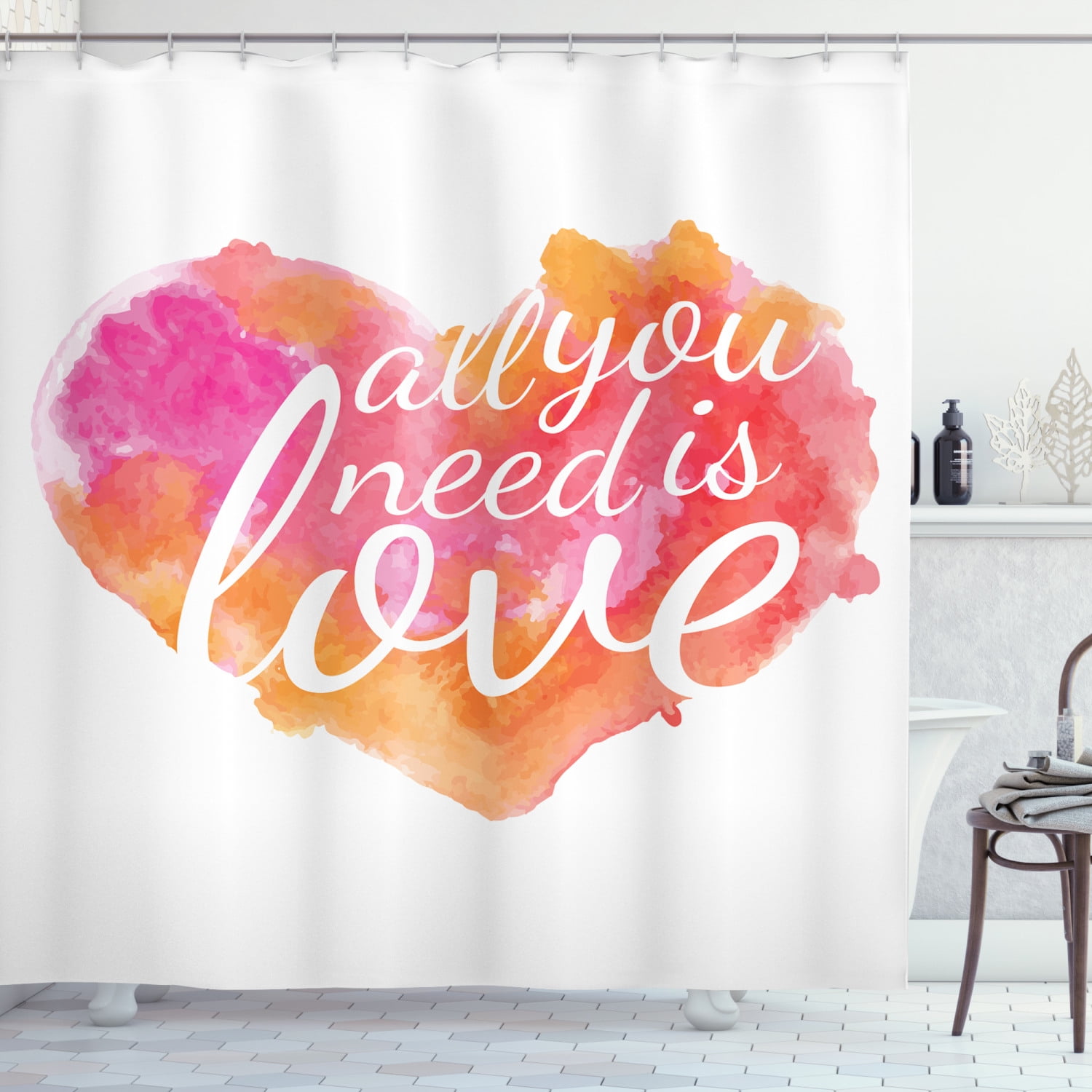 Quote Shower Curtain All You Need Is Love Quote In Colorful