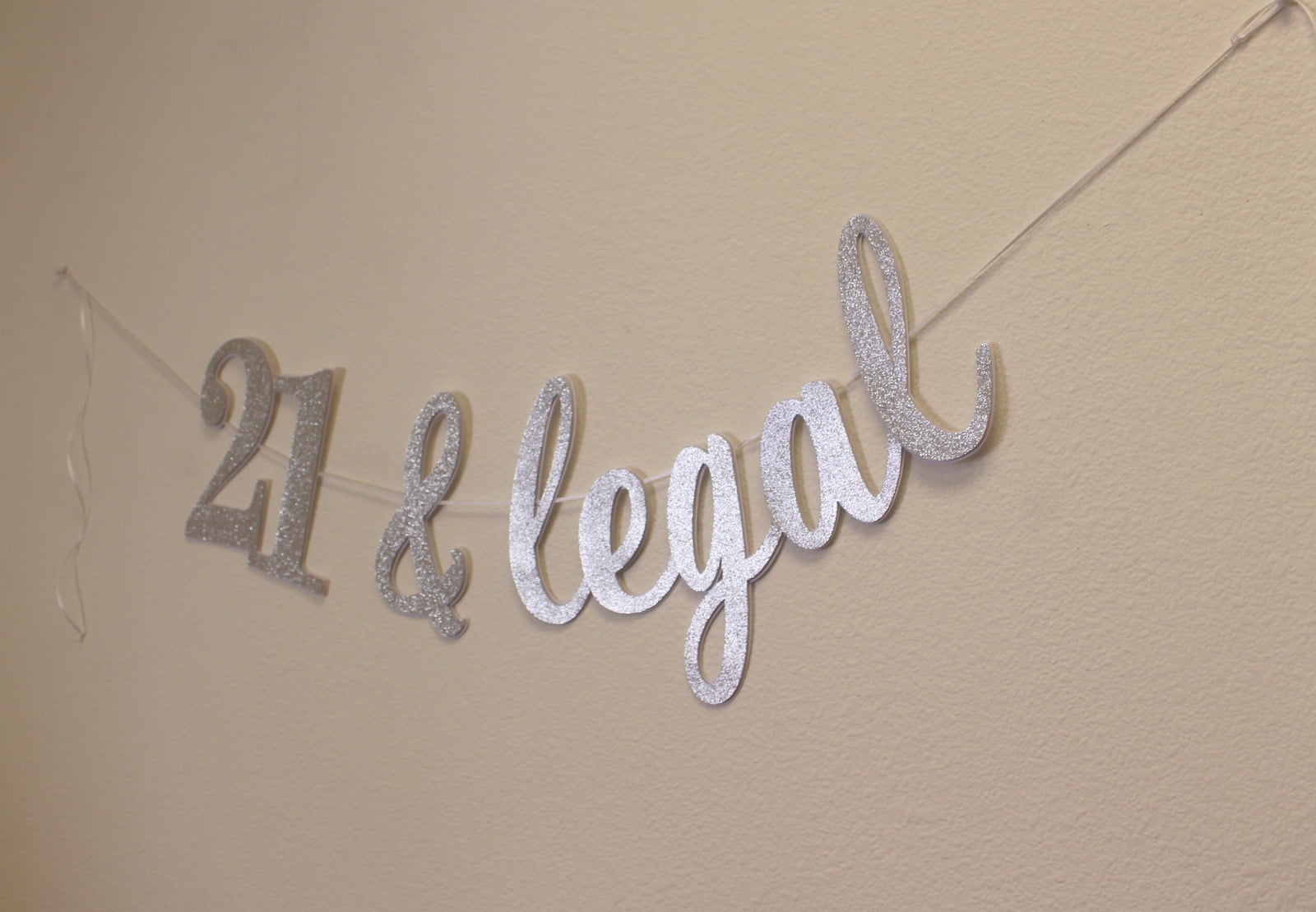 All About Details 21 & Legal Cursive Banner (Silver) - Walmart.com