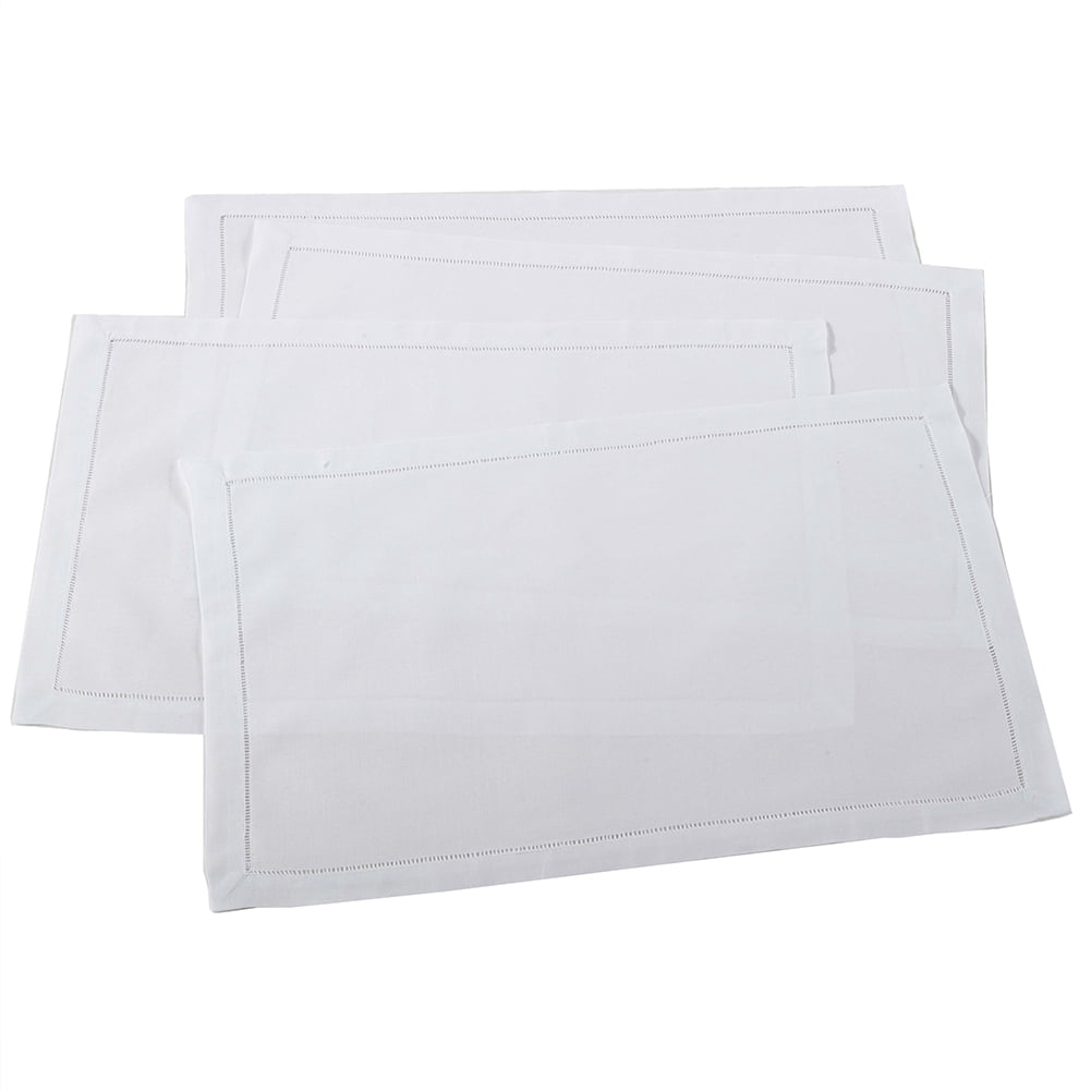 Handmade Basic Hemstitch Border Linen-Cotton (14"x20" Placemats-Set of ...