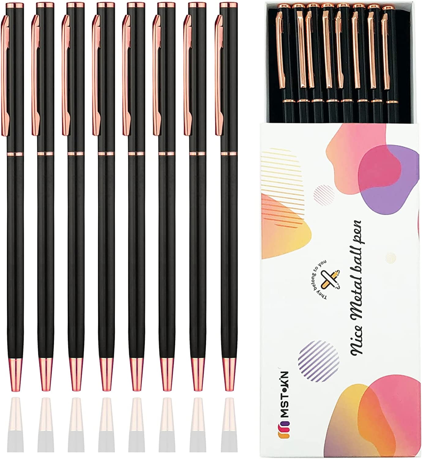 MSTOKIN Metallic Black Gold Pens Cool Fancy Pens for Women & Men ...