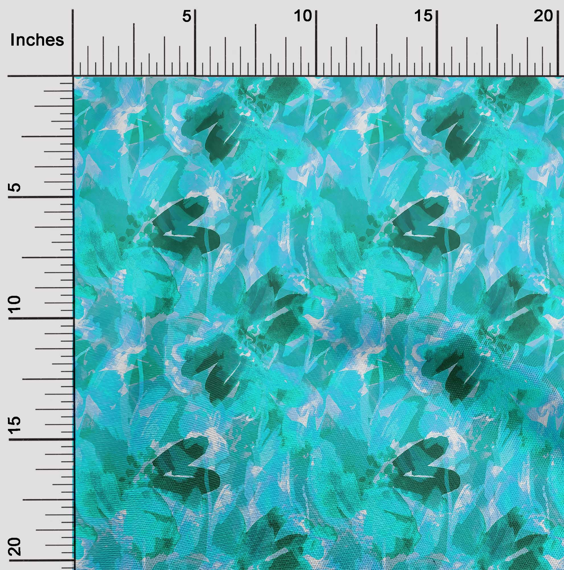 oneOone Cotton Poplin Turquoise Blue Fabric Florals Fabric For Sewing ...