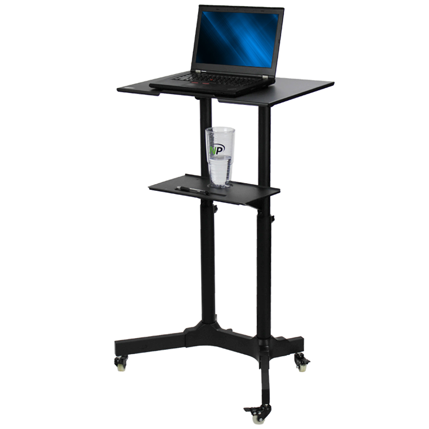 NavePoint Mobile Height Adjustable Tilt Top Sit Stand Rolling Laptop ...