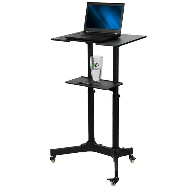 NavePoint Mobile Height Adjustable Tilt Top Sit Stand Rolling Laptop ...