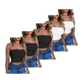 5 Pack Women's Sexy Crop Top Sleeveless Stretchy Solid Strapless Tube Tops Casual Tunics Short ...