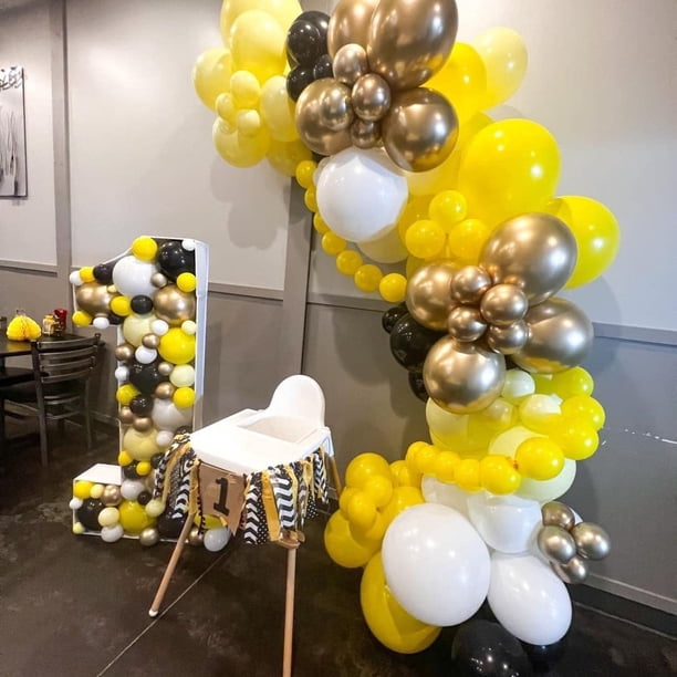 Yellow White Balloon Garland Kit Lemon Mustard Yellow Black Gold ...