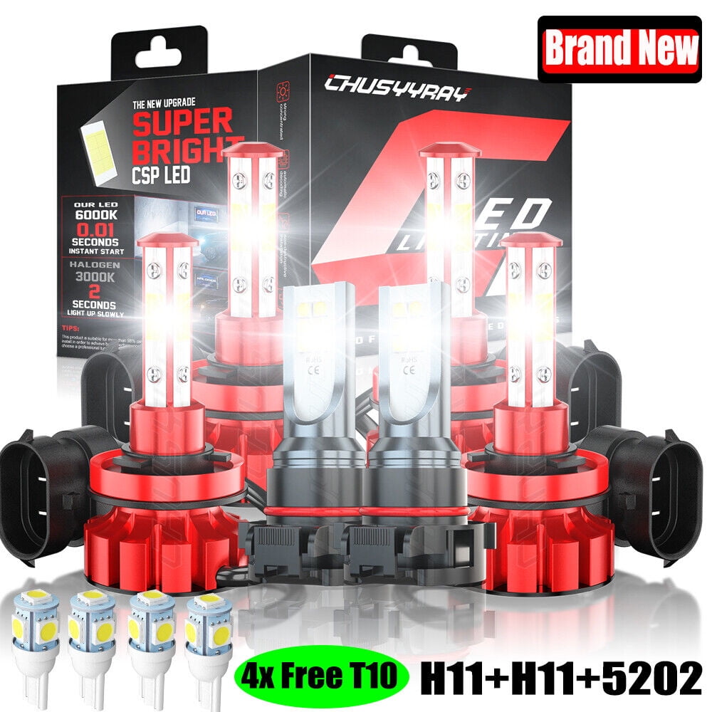 6000k LED Headlight H9/H11 High Low Beam H16/5202/2504 Fog Light Bulb ...
