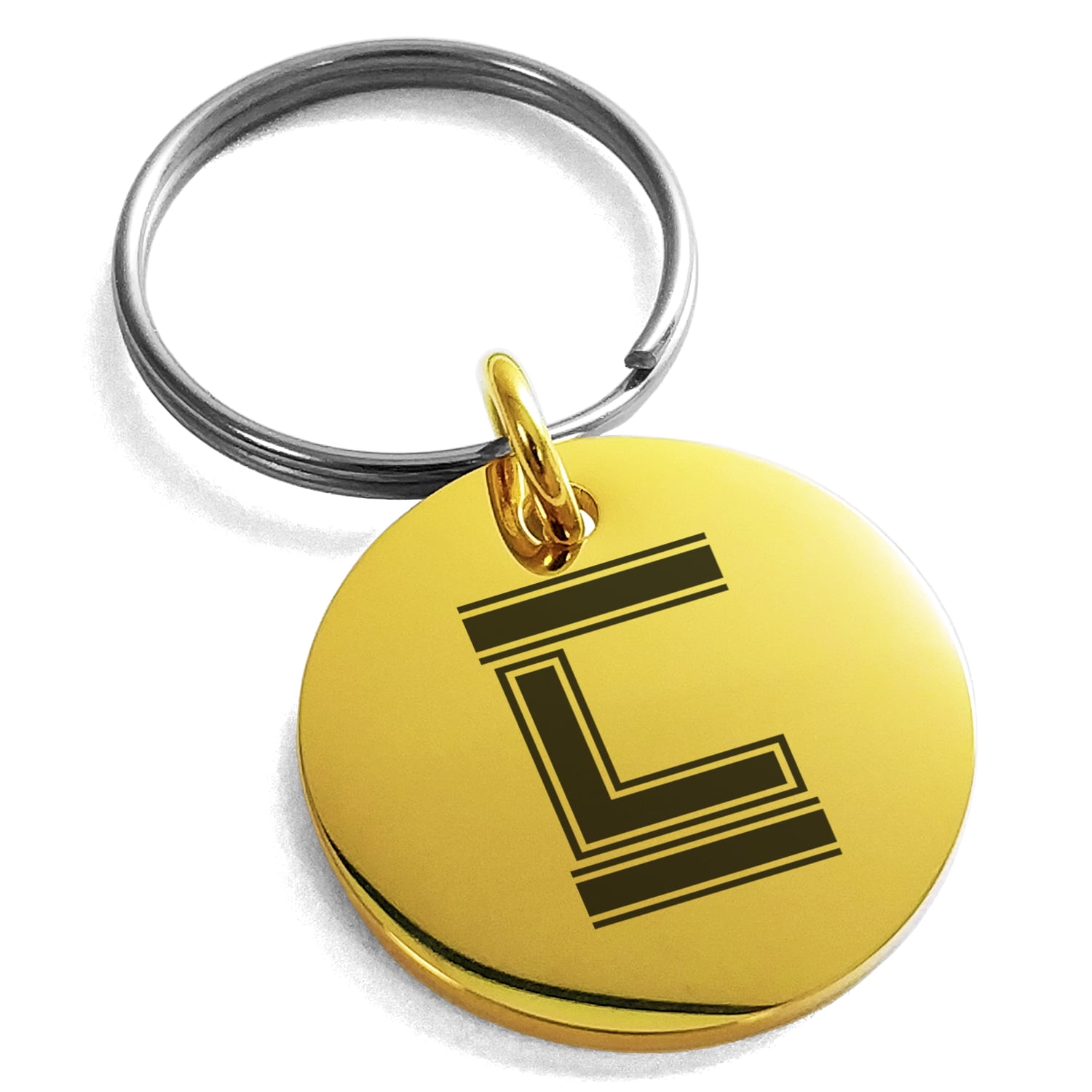 Stainless Steel Letter L Initial Empire Monogram Engraved Small ...