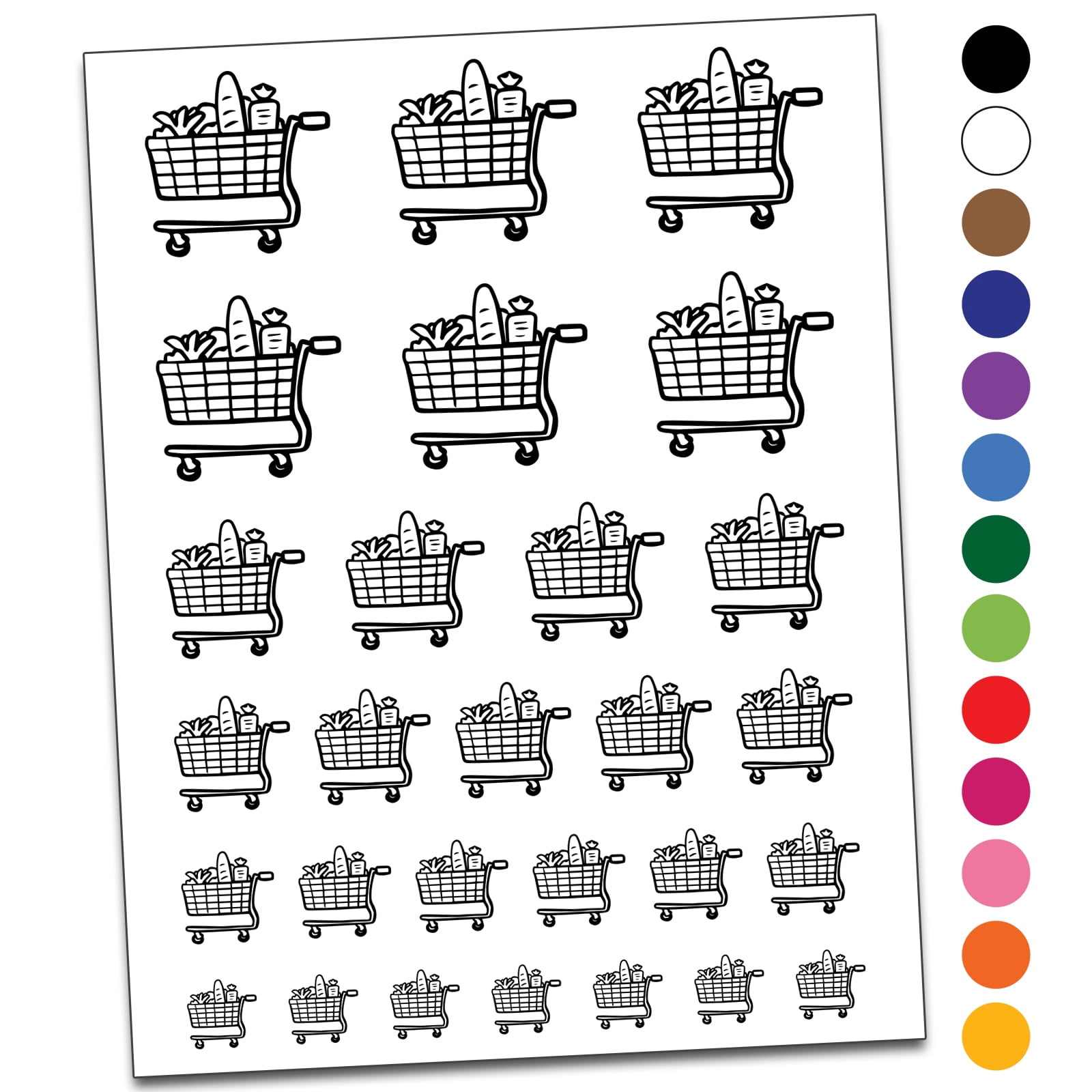 Shopping Cart Full Groceries Food Water Resistant Temporary Tattoo Set ...