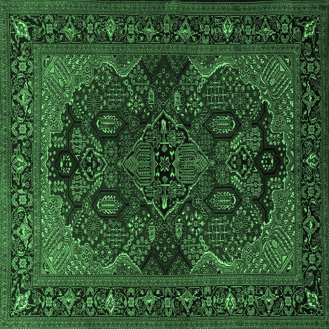 Ahgly Company Indoor Square Persian Emerald Green Traditional Area Rugs ...