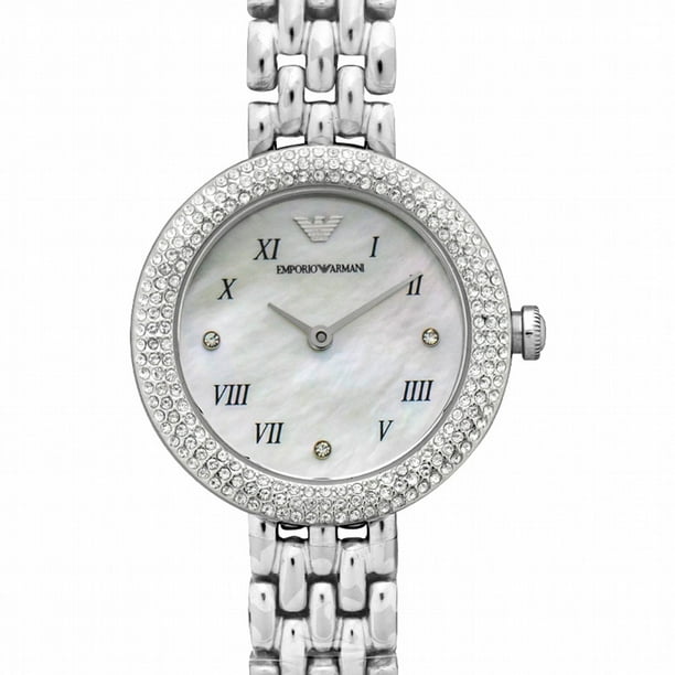 Emporio Armani Quartz Mother of pearl Dial Stainless Steel Ladies Watch ...