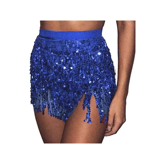 Belly Dance Hip Skirt Tassel Scarf Sequin Wrap Rave Costume for Women - Walmart.com